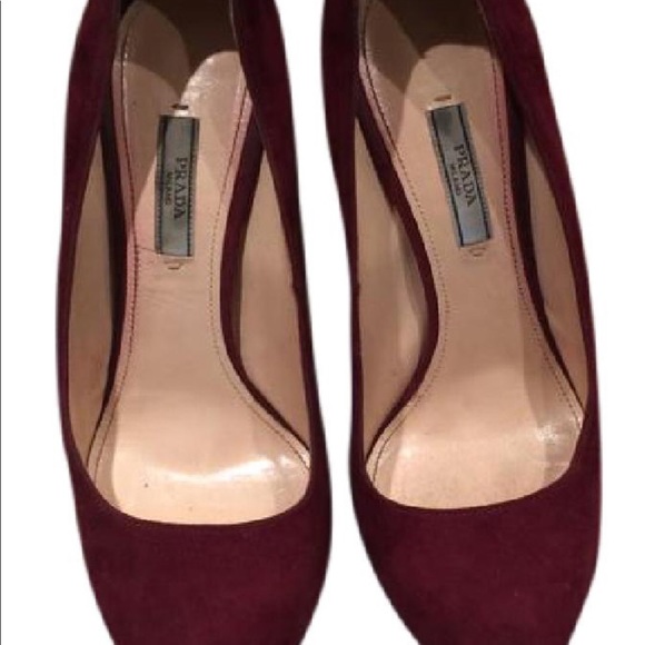 Prada | Shoes | Prada Burgandy Suede Pumps | Poshmark